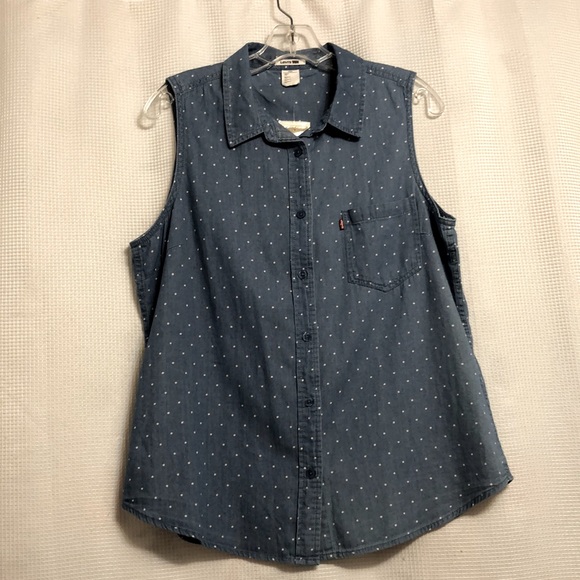 Levi's | Tops | Nwt Levis Denim Blue With White Stars Thin Cotton Vest ...